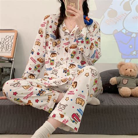 蜡笔小新睡衣女春秋季新款卡通可爱学生宽松可外穿长袖家居服套装 阿里巴巴