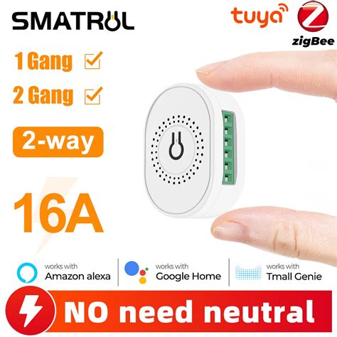 SMATRUL Gang A No Neutral Wire Tuya ZigBee Smart Light Switch Mini Module Mini Breaker