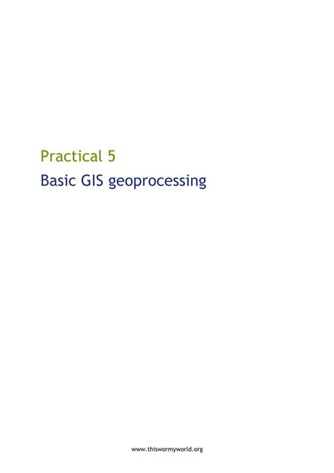 Pdf Practical 5 Basic Gis Geoprocessing Helminths 5 Basic Gis Geoprocessing Modern Tools For