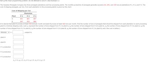 Solved Set Up The Linear Programming Problem Do Not Attempt