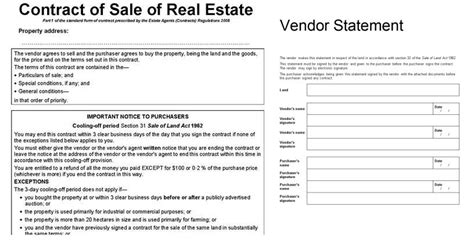 Contract Of Sale Vs Vendor Statement