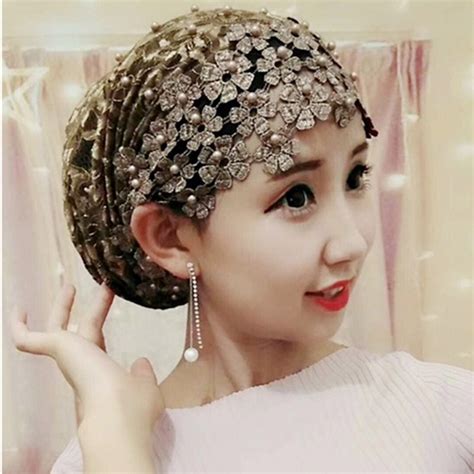 春夏穆斯纱巾新款回头巾安娜穆雪方便套头款盖头梅花钉珠头巾帽女 虎窝淘