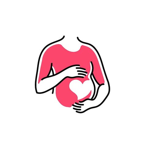 Premium Vector Pregnancy Love Heart Logo Pregnant Woman Maternal Vector Illustration