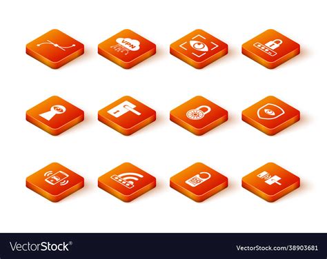 Set Smart Car Alarm System Wifi Locked Keyhole Vector Image