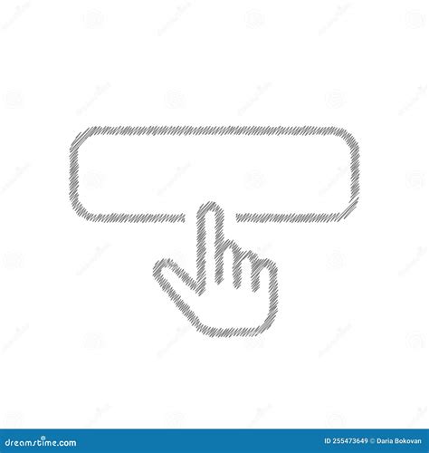 Push Button Grey Sketch Vector Icon Cursor Pointer Symbol Logo Illustration Stock Vector