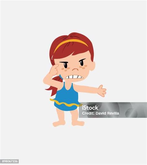 백인 여자는 수영복에 화가 이며 그의 검지 손가락으로 그의 머리를 가리킵니다 공주에 대한 스톡 벡터 아트 및 기타 이미지 공주 교사 교육 관련 직업 교육 Istock