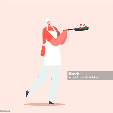 전문 요리사 요리 음식 팬에 야채를 준비 화이트 쿡 유니폼 앞치마와 토크 호텔 서비스 물건에 남자 가정 주방에 대한 스톡 벡터 아트 및 기타 이미지 Istock
