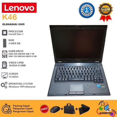 Jual HARGA LAPTOP BEKAS Lenovo K46 Core I3 Ram 4gb Hdd 320gb Cam Dvd Wifi 14 Batre OK