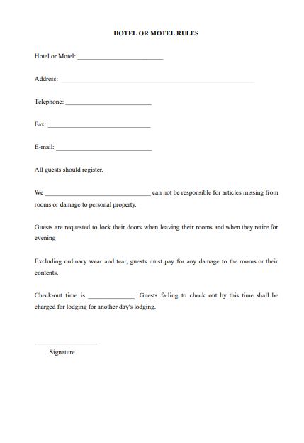 Fillable Form Hotel Rules Edit Sign Download In Pdf Pdfrun Artofit