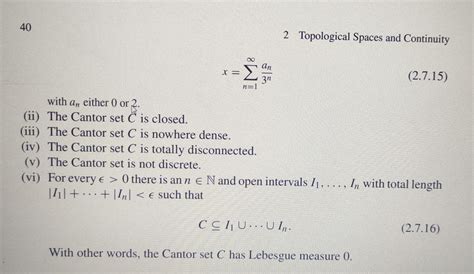 Solved Exercise Cantor Set I Consider The Following Chegg