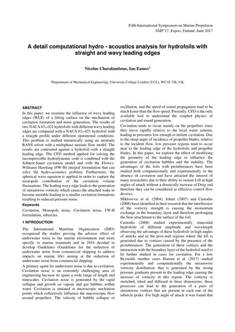 Pdf A Detail Computational Hydro Acoustics Analysis For Hydrofoils With Straight And Wavy