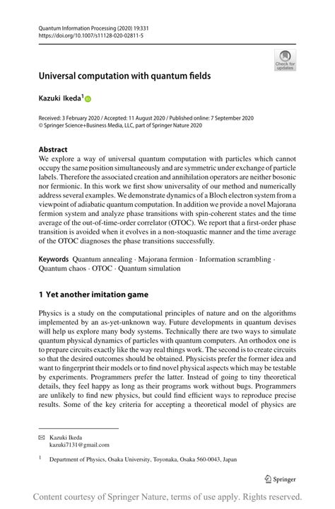 Universal Computation With Quantum Fields