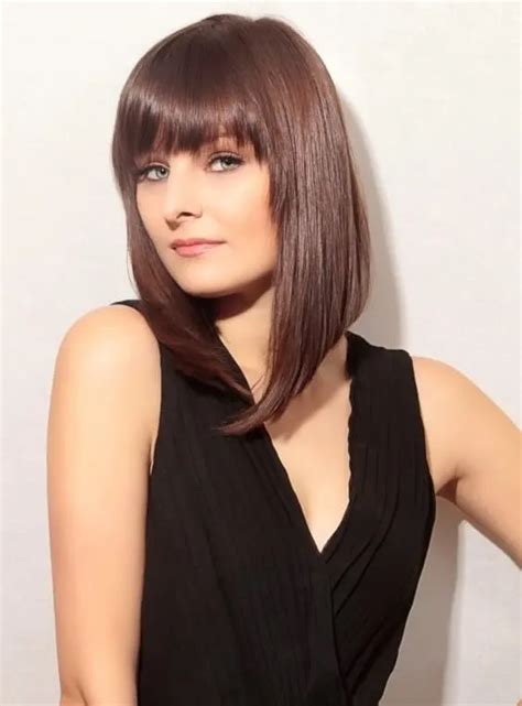 A Line Bob Hairstyles With Bangs For Flattering Looks