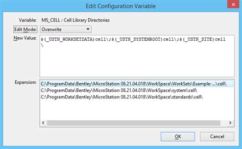 Edit Configuration Variable Dialog