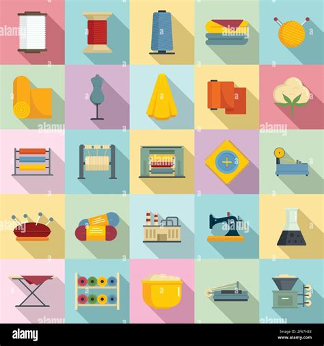 Textile Production Icons Set Flat Style Stock Vector Image And Art Alamy