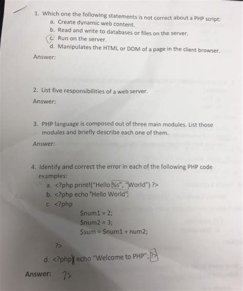 Solved 1 Which One The Following Statements Is Not Correct