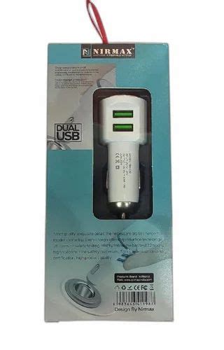 Nirmax Dual Usb Port Car Charger Capacity 2amp 2 4a At Rs 165 Piece