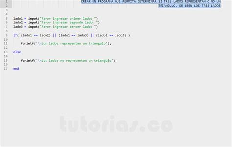 Sentencia If Else MatLab Es O No Un Triangulo Tutorias Co