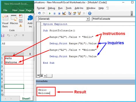 How To Use And Print To The Console In Vba Vba And Vbnet Tutorials Education And Programming