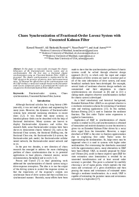 Pdf Chaos Synchronization Of Fractional Order Lorenz System With