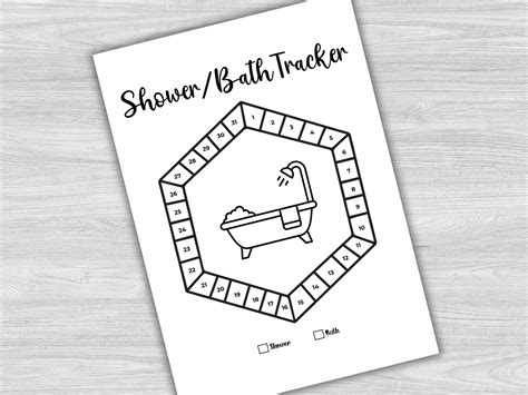 Shower Tracker Bath Tracker Hygiene Tracker Monthly Tracker Pixel Tracker Printable Journal