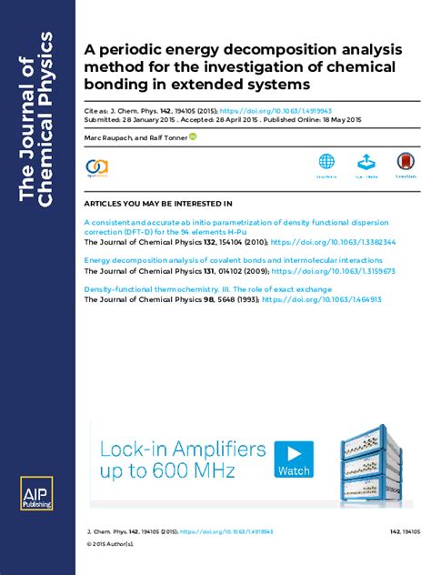 Pdf A Periodic Energy Decomposition Analysis Method For The