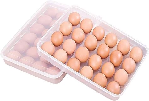 Egg Holder For Refrigerator Deviled Egg Tray Carrier With Lid Fridge Egg Storage Stackable