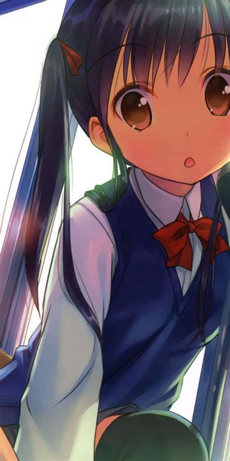 Обои на телефон Аниме Оригинал Черные Волосы Краснеть Коричневые Глаза Длинные Волосы 848215