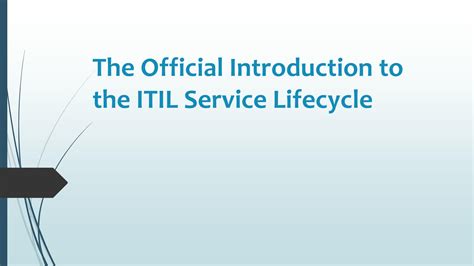 Solution The Official Introduction To The Itil Service Lifecycle