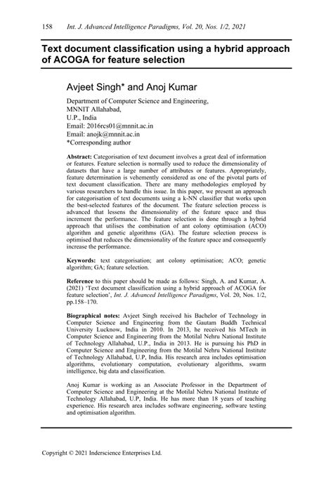 pdf text document classification using a hybrid approach of acoga for