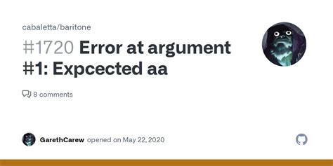 Error At Argument 1 Expcected Aa · Issue 1720 · Cabalettabaritone