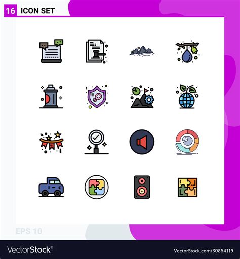 Editable Line Pack 16 Simple Flat Color Filled Vector Image