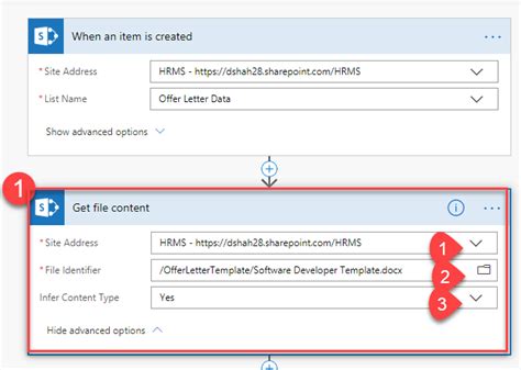 create word document from sharepoint list with ms flow and quick parts