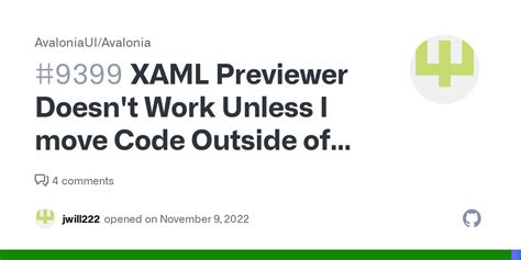 Xaml Previewer Doesnt Work Unless I Move Code Outside Of