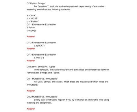 Solved Q7 Python Strings For Question 7 Evaluate Each Sub