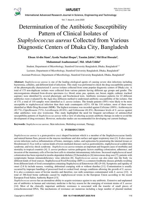 Pdf Determination Of The Antibiotic Susceptibility Pattern Of Clinical Isolates Of