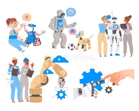 Robotics Programming With Engineer Characters Engaged In Artificial Intelligence Development