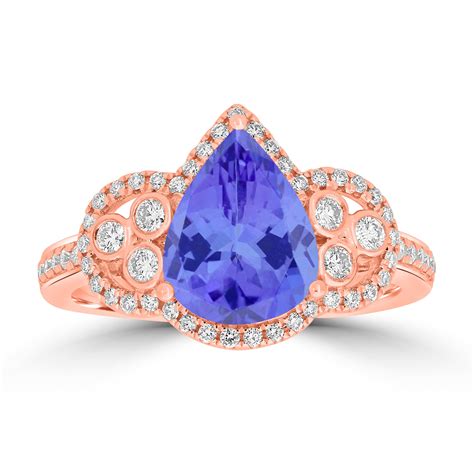 225ct Pear Tanzanite Ring With 035 Cttw Diamond Pear Tanzanite