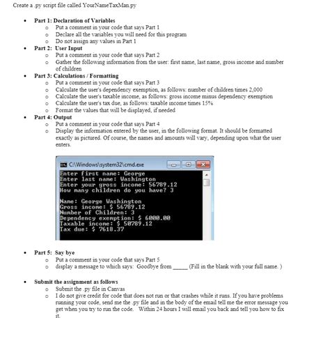 Solved Create A Py Script File Called Your Name Taxmanpy