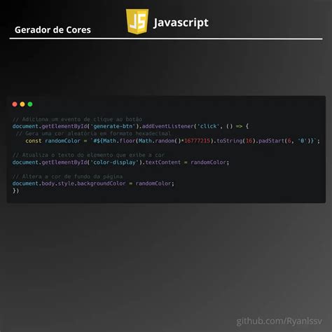 mini projeto gerador de cores ryan silva html css javascript dio
