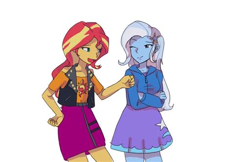 Sunset Shimmer And Trixie Human