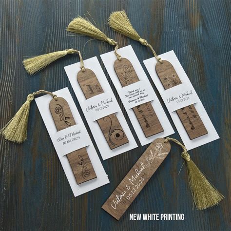 Custom Wooden Bookmarks Set For Weddings Guest Wedding Ornaments