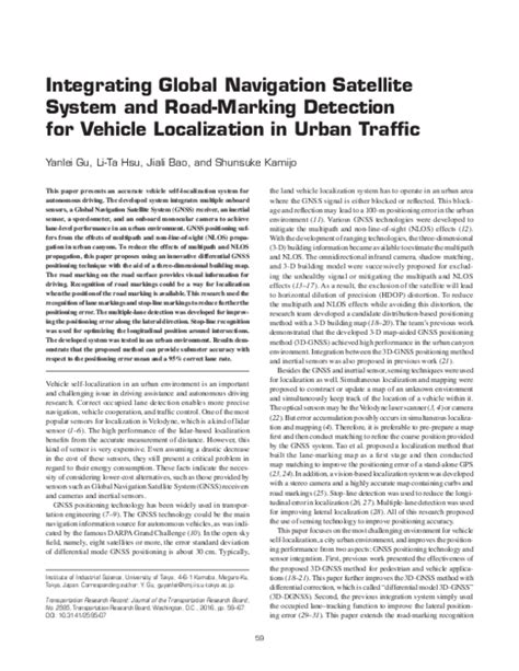 Pdf Integrating Global Navigation Satellite System And Road Marking