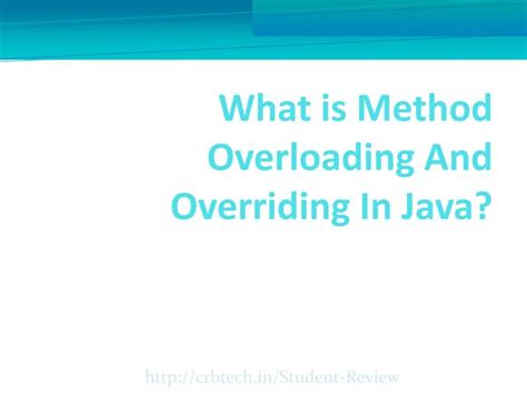 What Is Method Overloading And Overriding In Java Pptx Programming