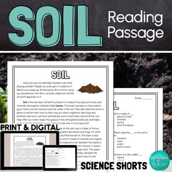 Soil Reading Comprehension Passage By LaFountaine Of Knowledge TpT