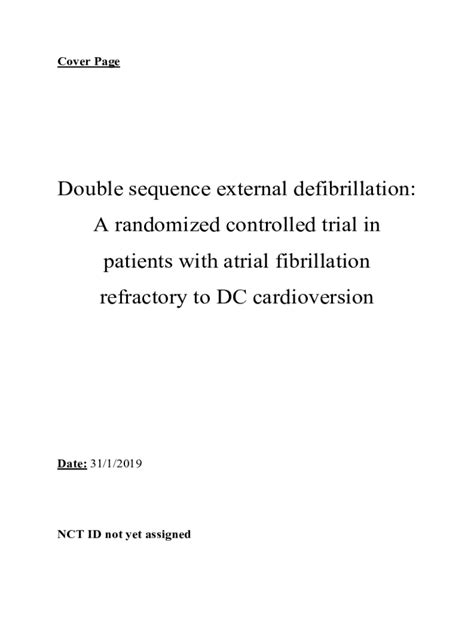 Fillable Online Double Sequence External Defibrillation A Randomized