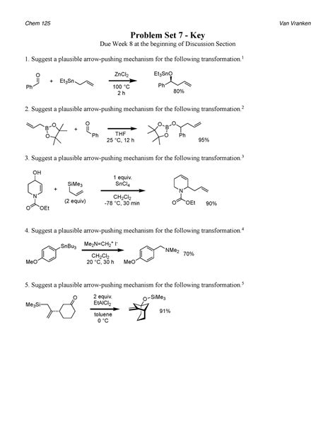 Probset 7 UCI Chem 125 Practice Problems Week 7 Key Chem 125 Van Vranken Problem Set 7