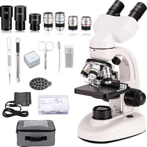 Compound Binocular Microscope Wf10x And Wf25x Eyepieces 40x 2000x Magnification