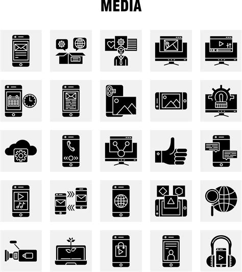 Media Solid Glyph Icon For Web Print And Mobile Uxui Kit Such As Mobile Cell World Internet