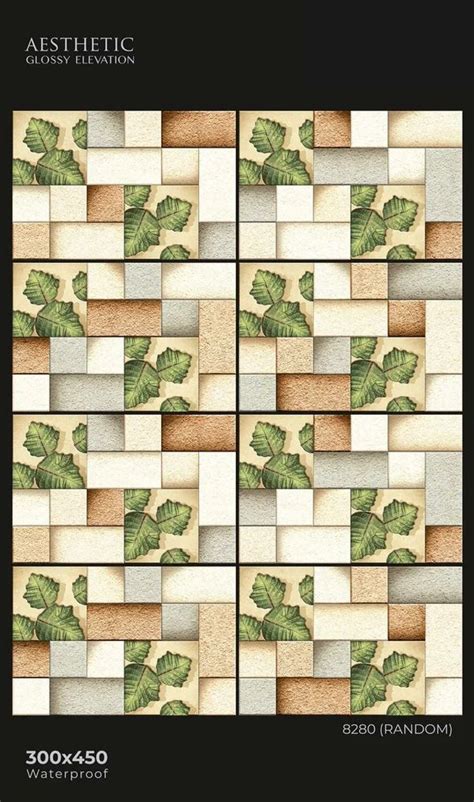 Ceramic Polished 3d Digital Elevation Wall Tile Size 1x15 Feet
